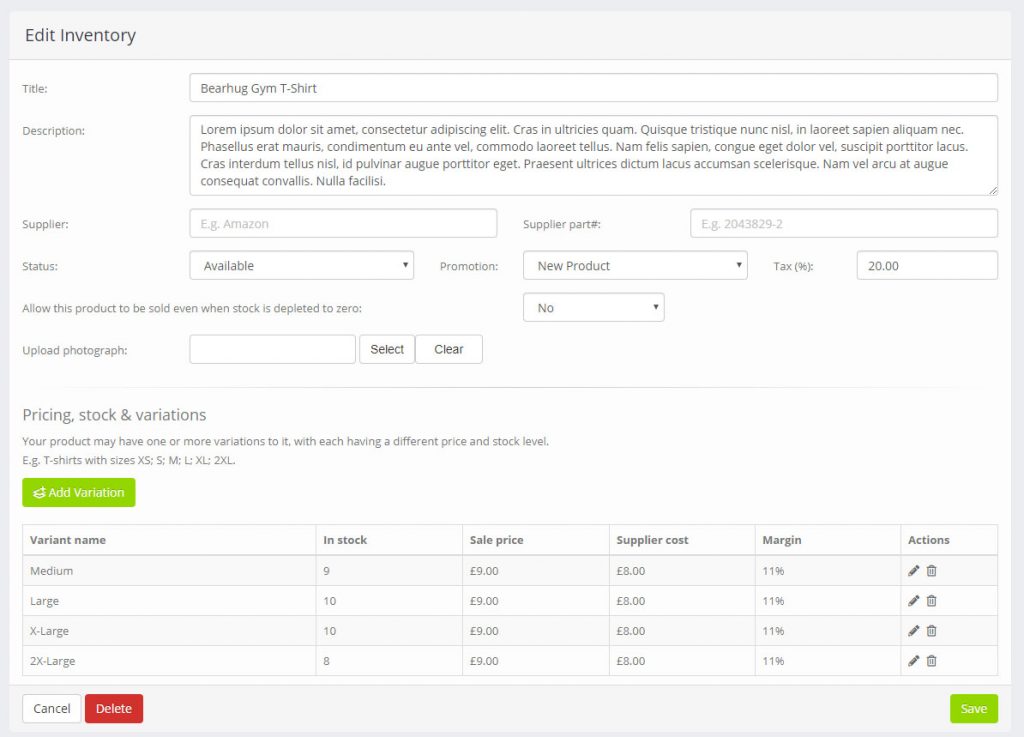 Setting up the store inventory - Quoox Knowledge Base
