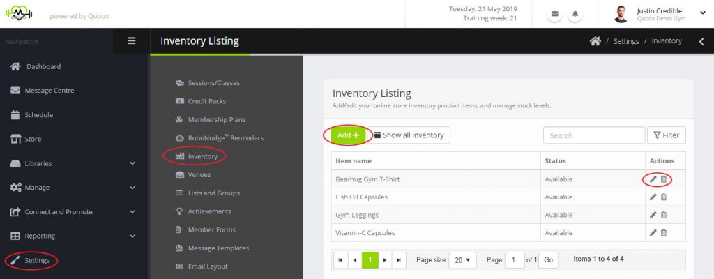 Setting up the store inventory - Quoox Knowledge Base