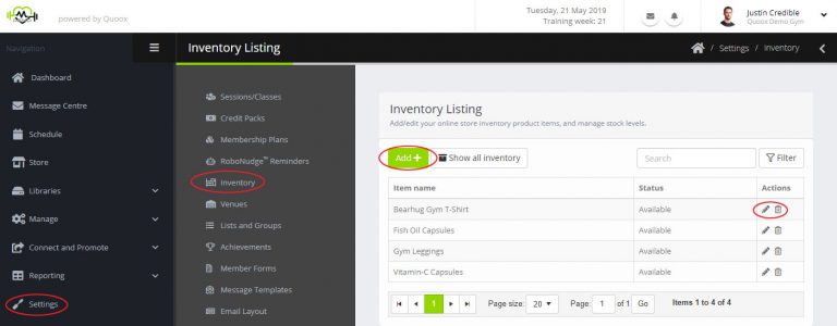 Setting up the store inventory - Quoox Knowledge Base