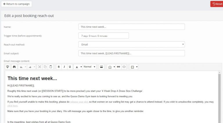 Add or edit a reach-out - Quoox Knowledge Base
