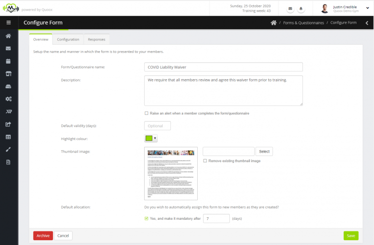 Form/Questionnaire Configuration - Quoox Knowledge Base