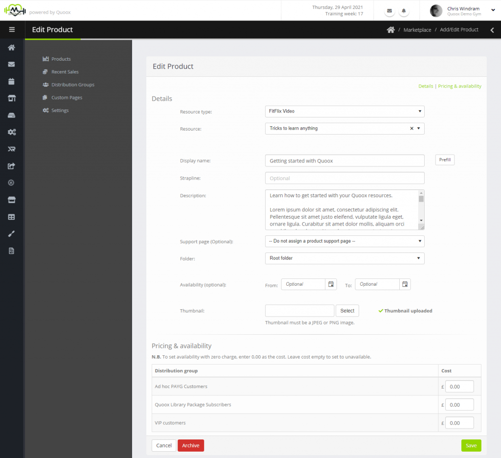 Sellers: Adding a new Product/Resource to Marketplace - Quoox Knowledge Base