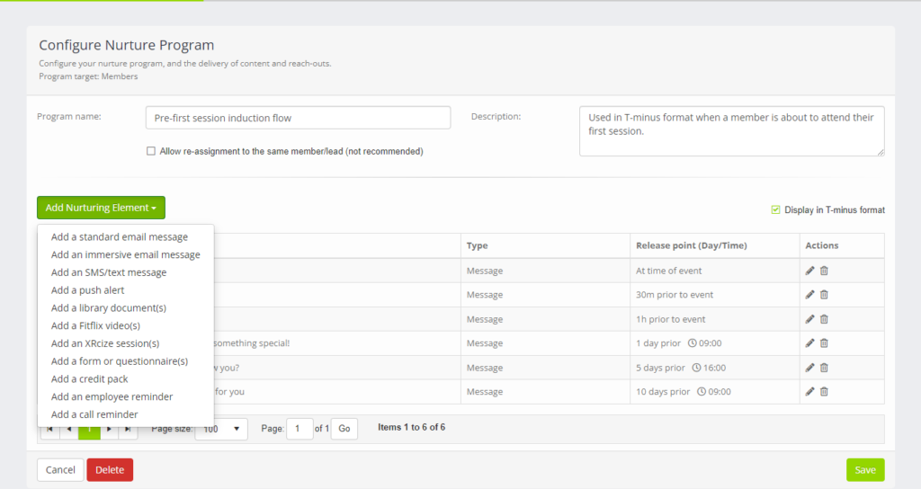 T-Minus Nurture Program for Triggers - Quoox Knowledge Base