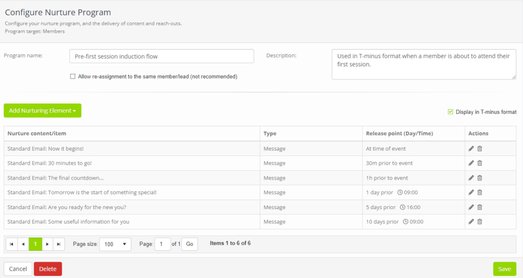T-Minus Nurture Program for Triggers - Quoox Knowledge Base